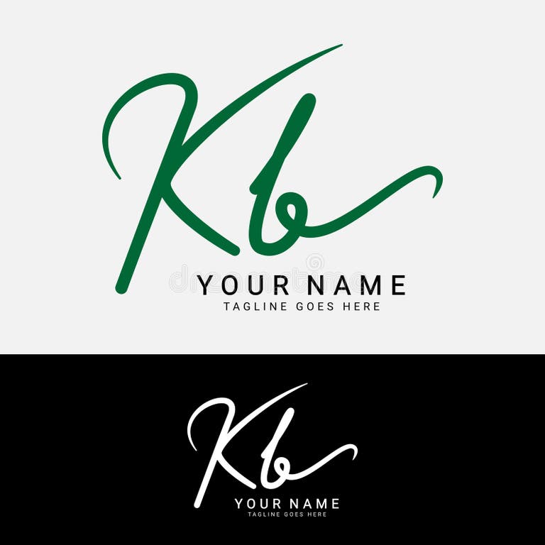 K, B, KB Initial Letter Logo. Alphabet KB Handwritten Signature Logo ...