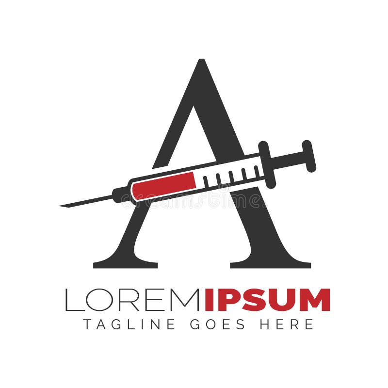 Letter a Injection Logo Design. Alphabet a Syringe Icon Illustration ...