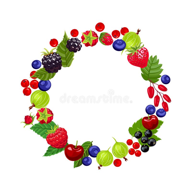 Berry Wreath. Round Frame with Empty Space for Text Stock Vector ...