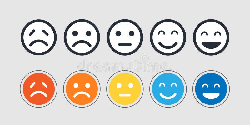 Feedback Emoticons Emojis, Smiley Icon Set, Happy, Neutral, Sad, Emoji ...