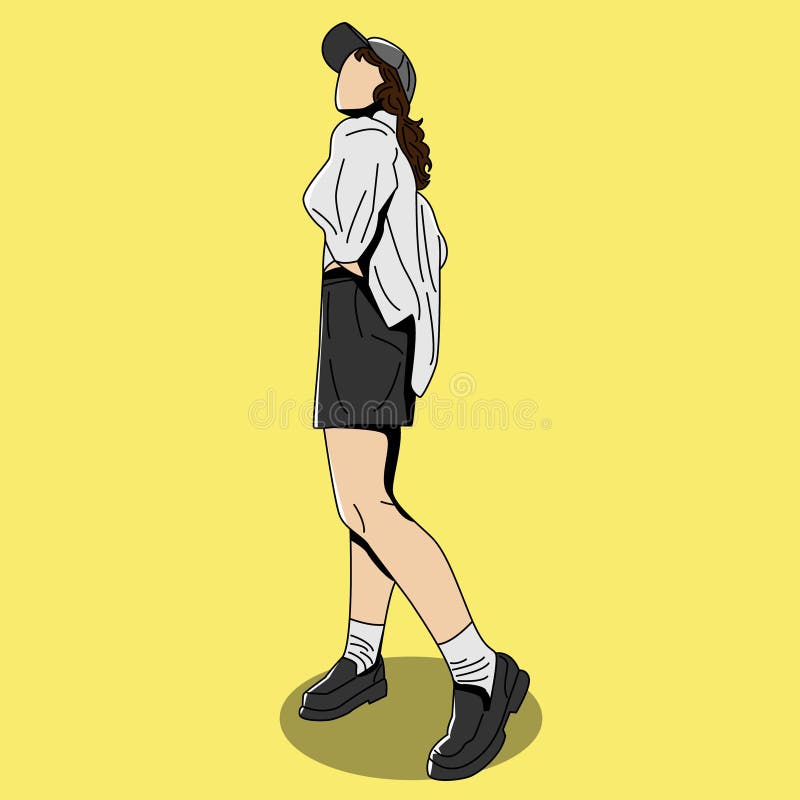 Vector Girl with a Minimalist but Elegant Style Stock Vector - Illustration of female ...