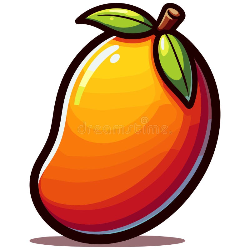 Juicy Mango Cartoon Illustration - Bright and Tropical Fruit Design ...