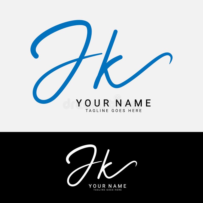 J, K, JK Initial Letter Logo. Alphabet JK Handwritten Signature Logo ...