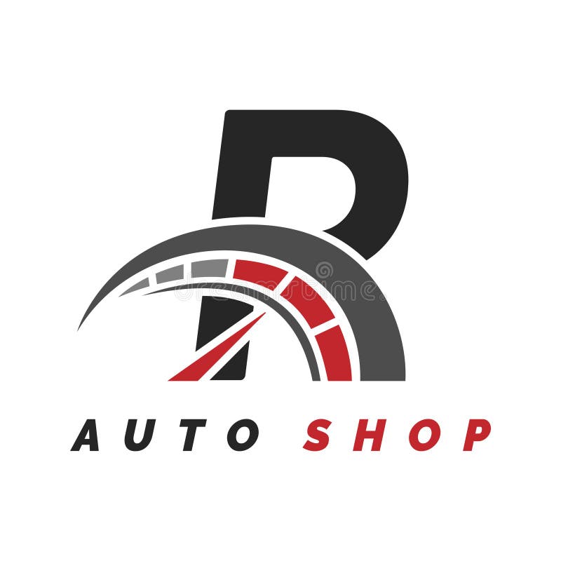 Letter R Logo Auto Mechanic with Speedometer Style. Alphabet R ...