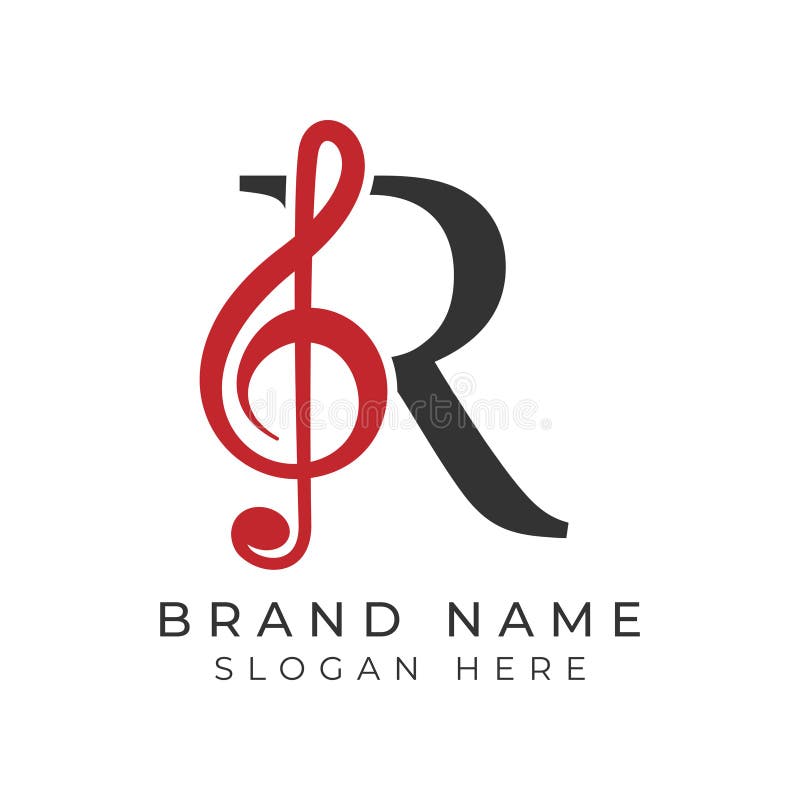 Initial Letter R with Musical Note Style Icon. Alphabet R Music Logo ...
