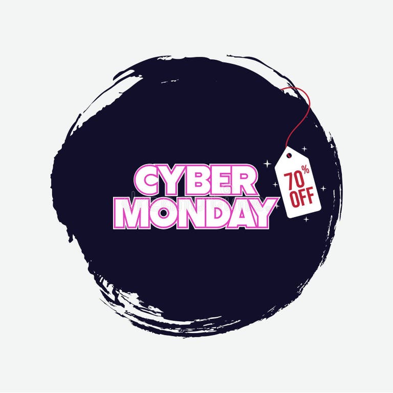 Cyber Monday 70 Off Sale Typography on Brush Stock Illustration - Illustration of brand ...