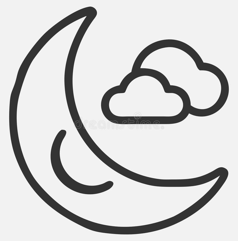 Elegant Moon Icon Line Art Illustration , Minimalist Celestial Symbol ...