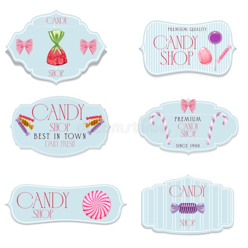 Labels for candy shop. stock vector. Illustration of candy - 345421753