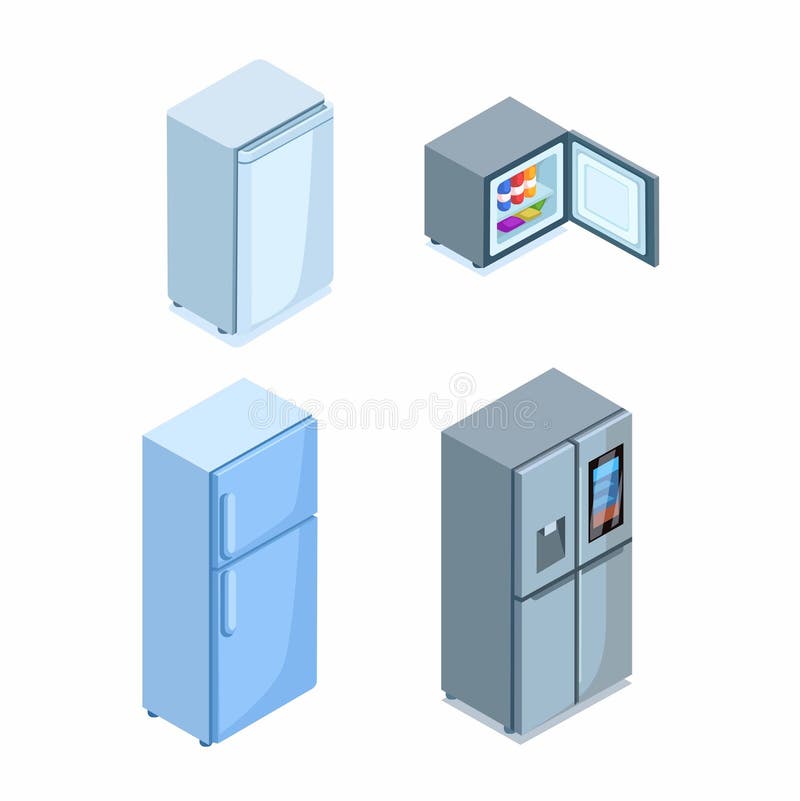Refrigerator Isometric Collection Illustration Vector Stock Vector ...