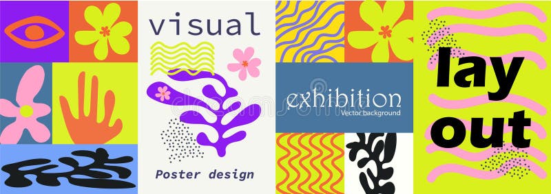 A Series of Modern Poster Designs with Vibrant Colors, Abstract Shapes ...