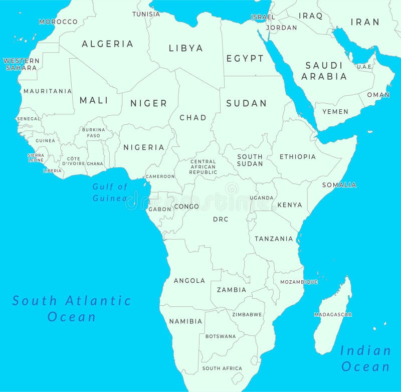Map of Africa with Countries Borders and Labeling Stock Vector ...