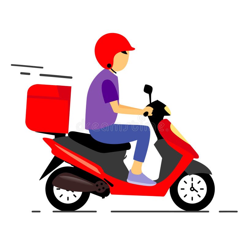 Delivery Boy Riding Scooter Stock Vector - Illustration of bike, driver ...