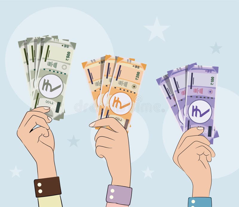 Hand Holding Indian Currency Rupee Note Stock Vector - Illustration of ...