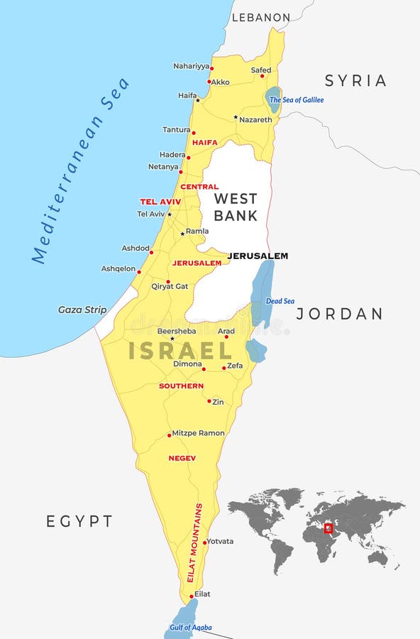 Israel Map with Its Capital Jerusalem Withu0003neighbour Countries ...