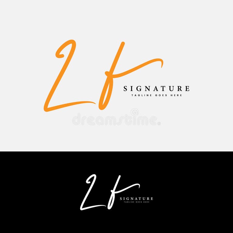 L, F, LF Initial Letter Logo. Alphabet LF Handwritten Signature Logo ...