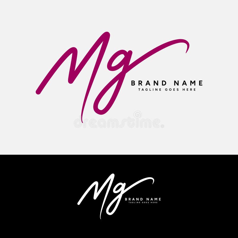 M, G, MG Initial Letter Logo. Alphabet MG Handwritten Signature Logo ...