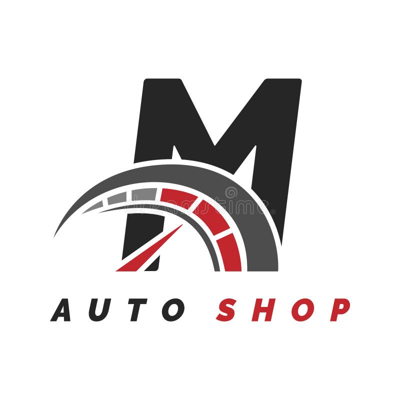 Letter M Logo Auto Mechanic with Speedometer Style. Alphabet M ...