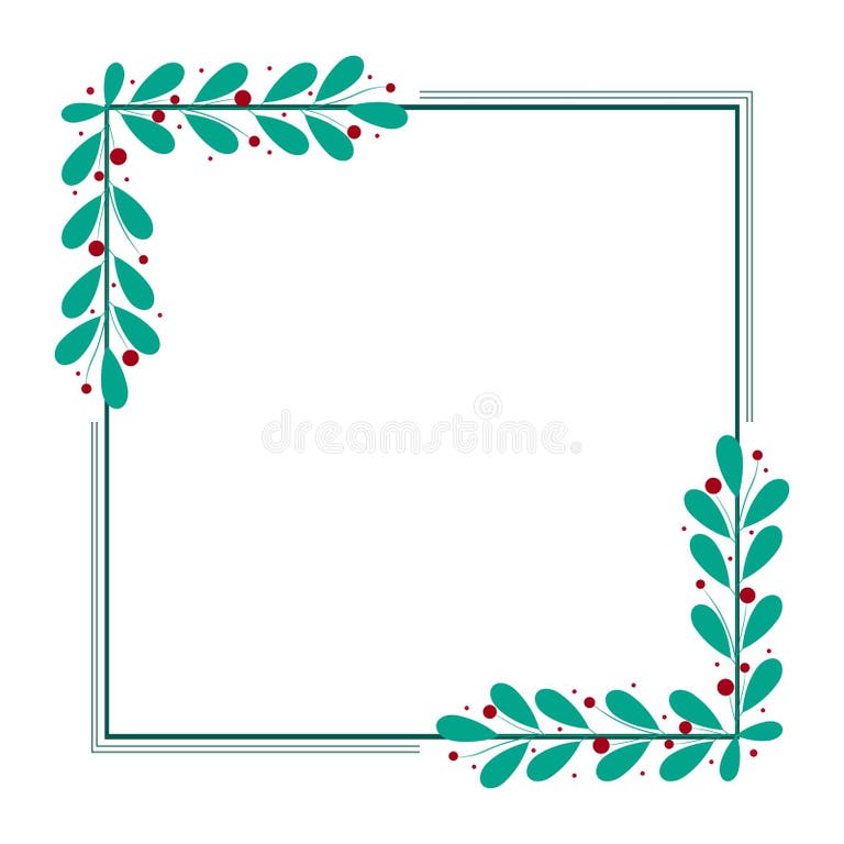 Beautiful Square Frame with Lovely Leaves Stock Vector - Illustration ...