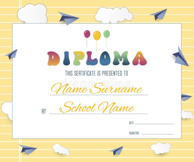 Diploma Form with First and Last Name and School Name Stock Vector ...