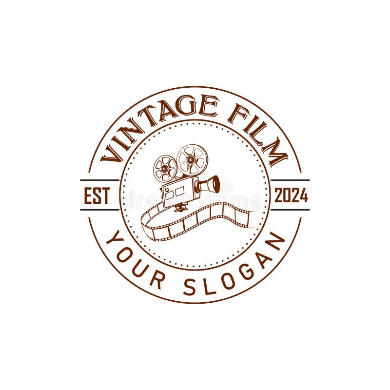 Hand Drawn Vintage Style Film Production Logo Design Template with ...