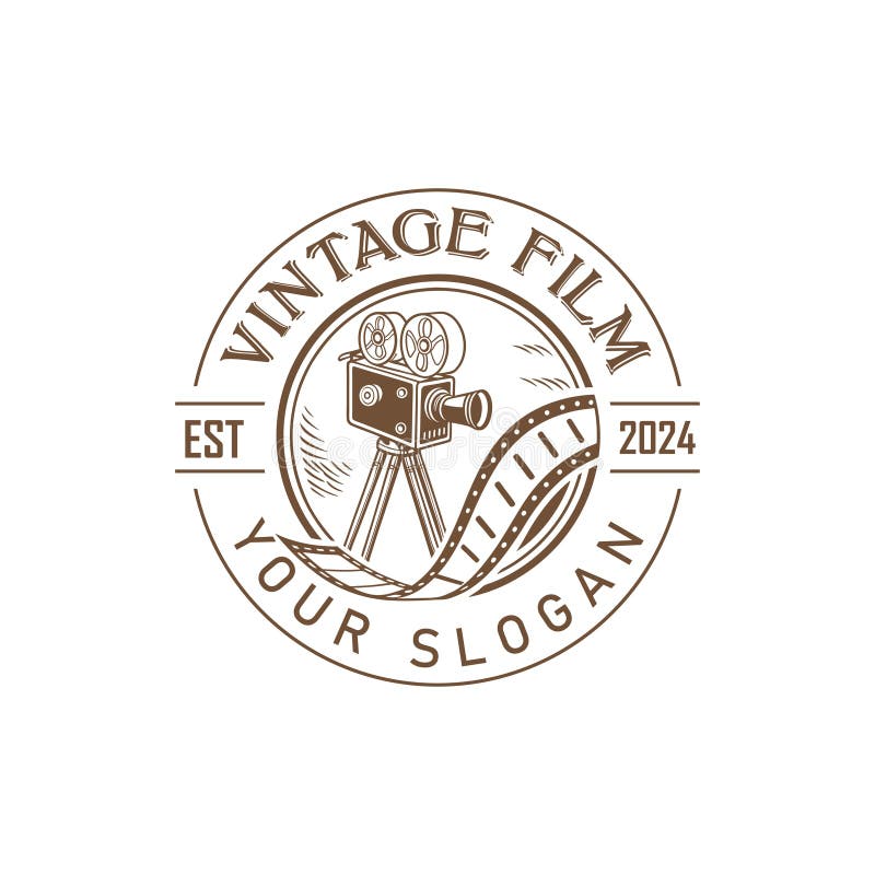 Hand Drawn Vintage Style Film Production Logo Design Template with ...