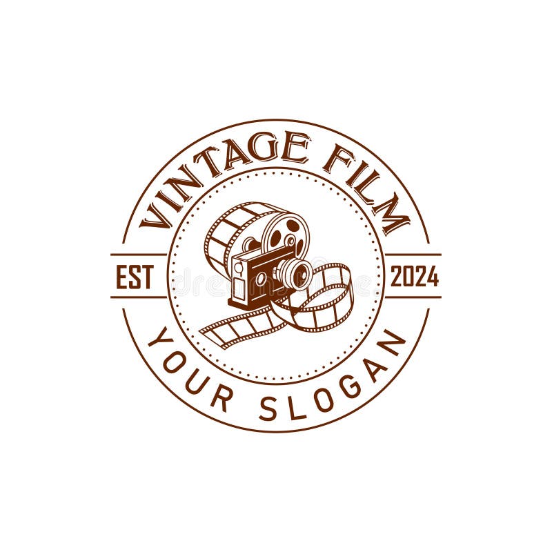 Hand Drawn Vintage Style Film Production Logo Design Template with ...