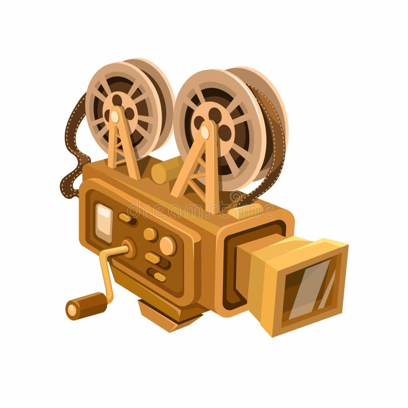 Vintage Movie Projector Device Cartoon Illustration Vector Stock ...