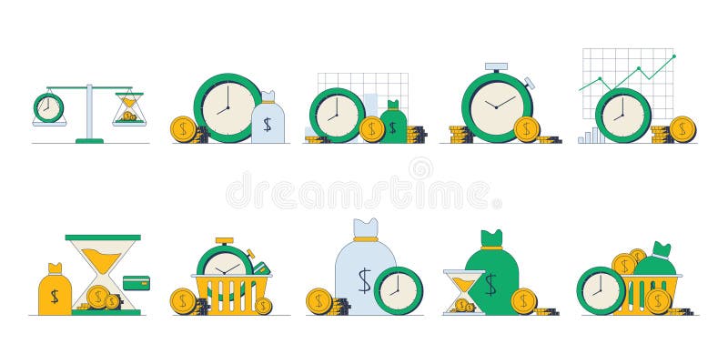 Time is Money Collection Vector Art & Illustration Stock Vector ...