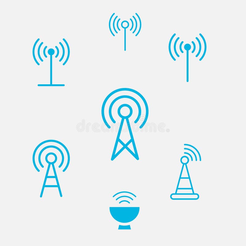 Tower Wireless Signal Icons Stock Illustration - Illustration of tower ...