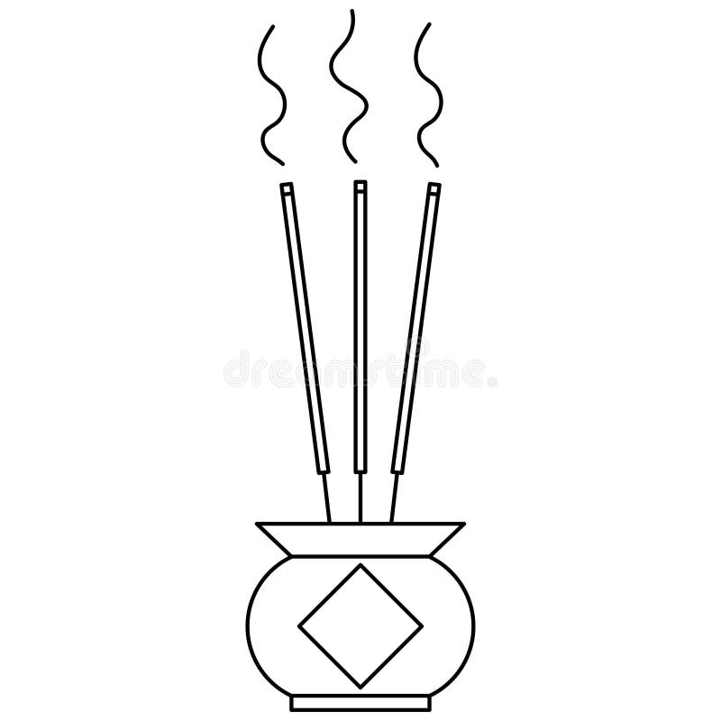 Incense stick burning icon stock vector. Illustration of cartoon ...