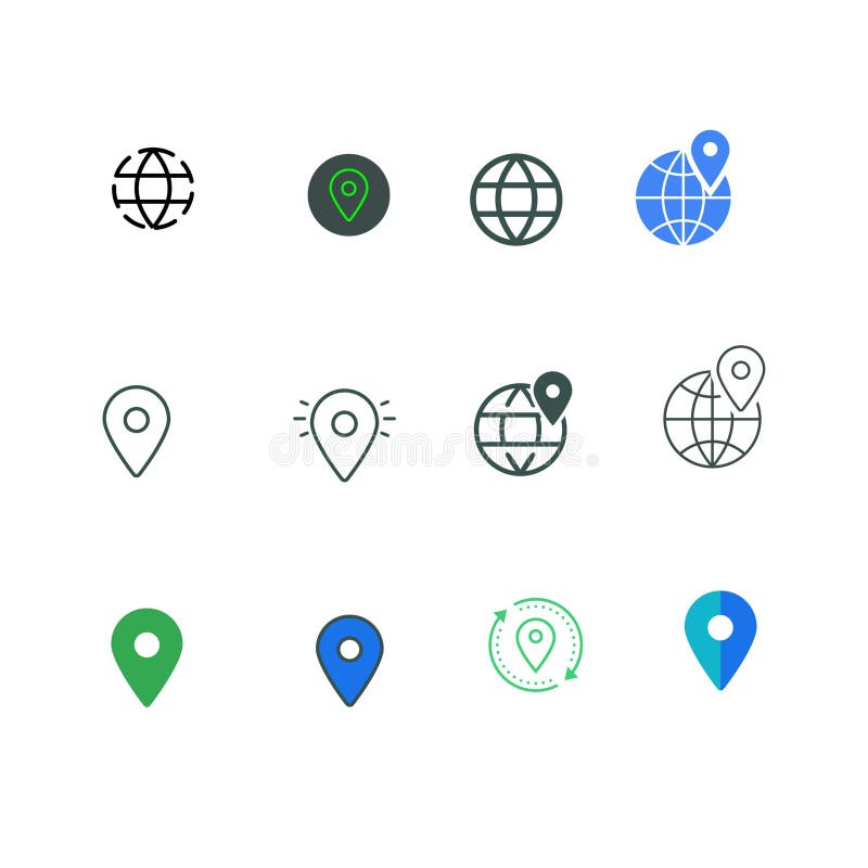 Map Green Outline E-Commerce Store Location Icon Stock Illustration ...