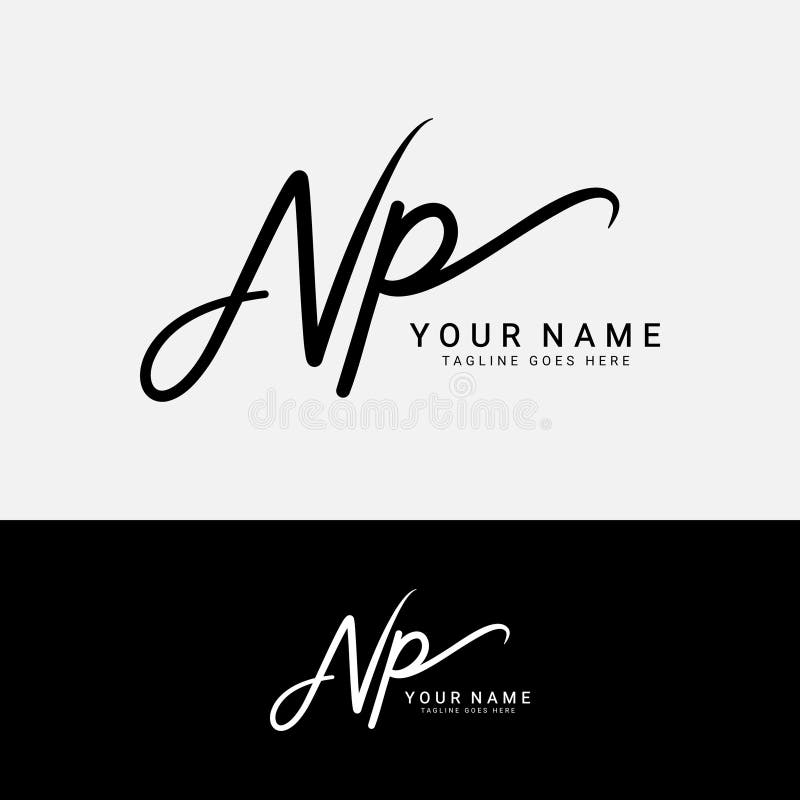 N, P, NP Initial Letter Logo. Alphabet NP Handwritten Signature Logo ...