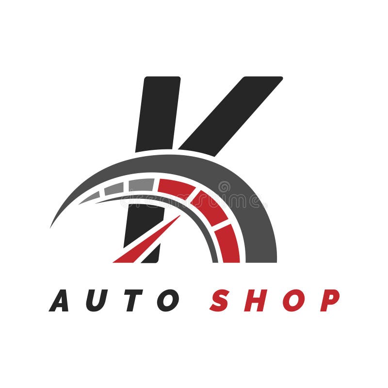 Letter K Logo Auto Mechanic with Speedometer Style. Alphabet K ...