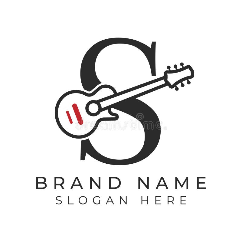Initial Letter S Guitar Icon with Line Art Style for Chord. Alphabet S ...