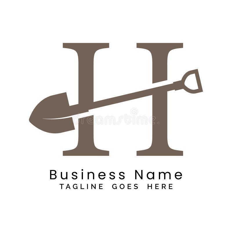 Letter H Shovel Logo Design. Alphabet H Construction Icon Stock Vector ...