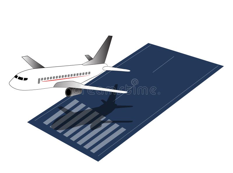 Runway of an Airport with an Airliner in the Process of Take Off Stock ...
