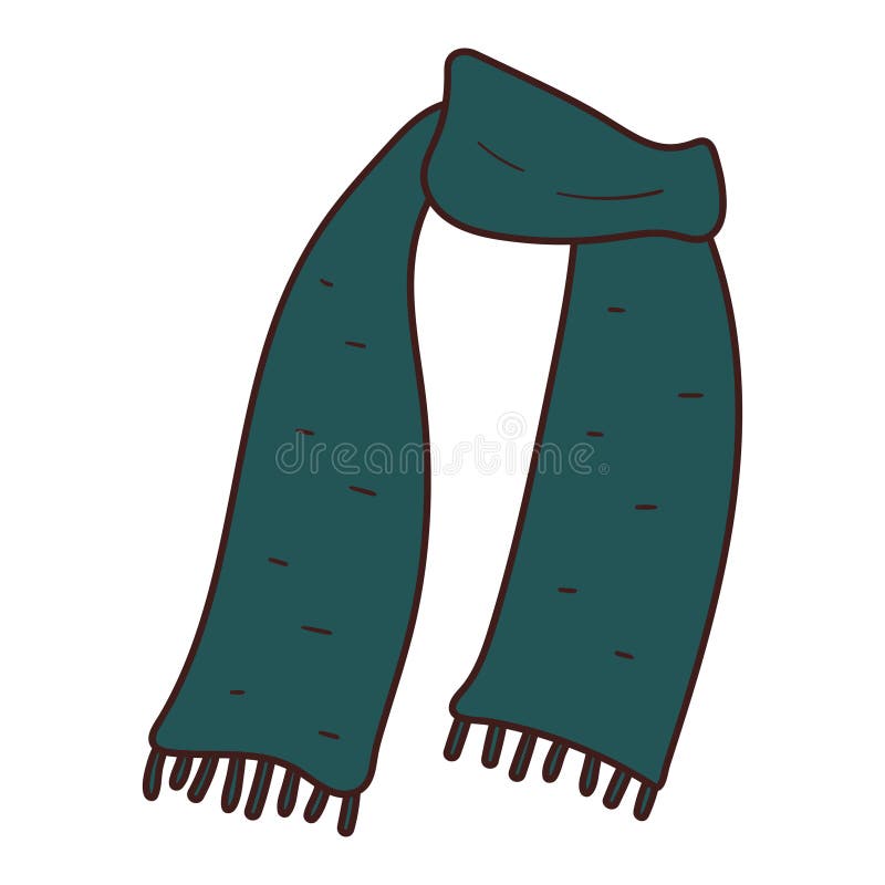 Hand Drawing Cartoon Green Scarf Sticker. Cute Drawing for Fashion Icon ...
