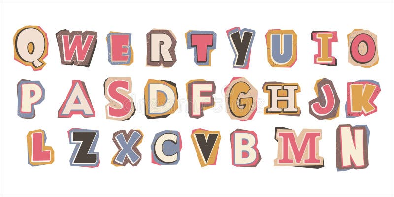 Cutout Ransom Scrapbook Letter Pack Art & Illustration Stock Vector ...