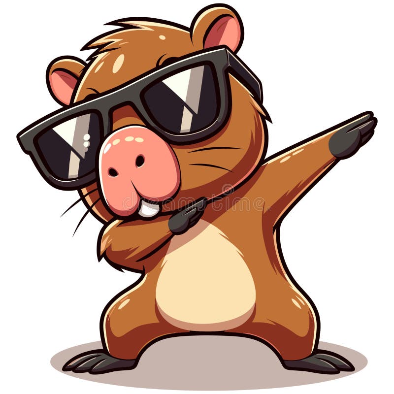 Playful Capybara Character Dabbing with Cool Sunglasses for Kids ...
