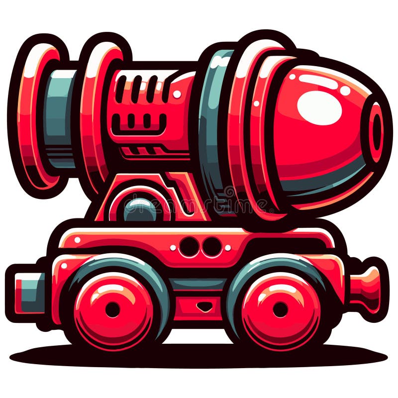 Toy Cannon Illustration Cartoon Style Red Toy Vehicle Retro Kids Toy ...