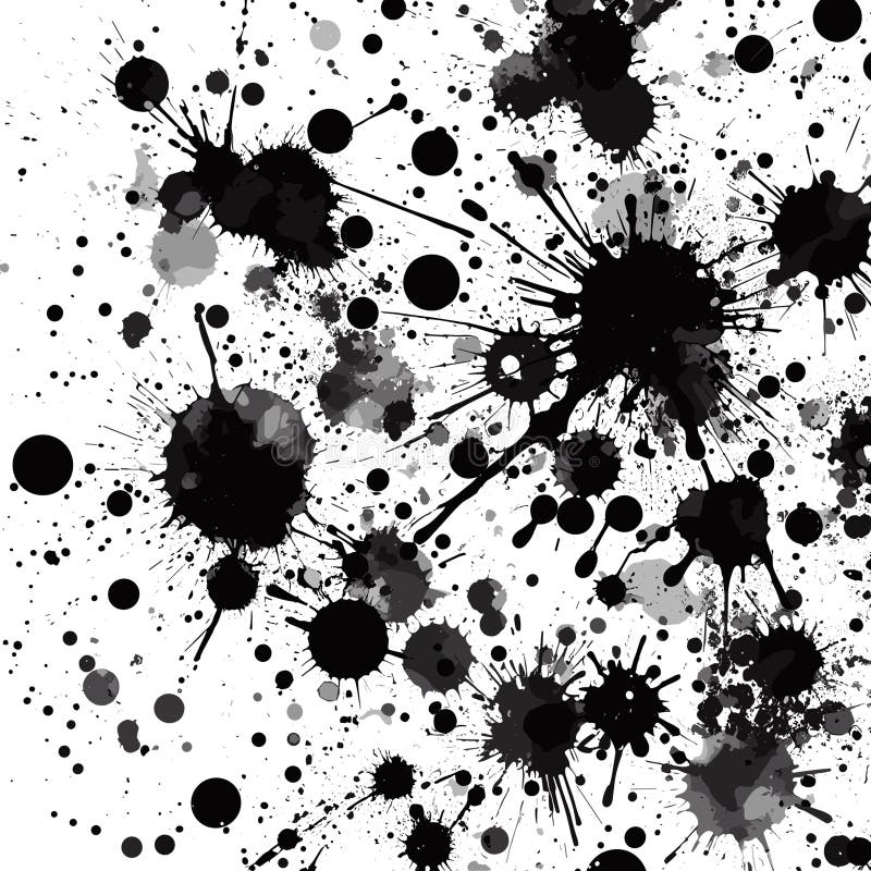 Abstract Black Ink Splatters on White Background for Grunge Designs ...