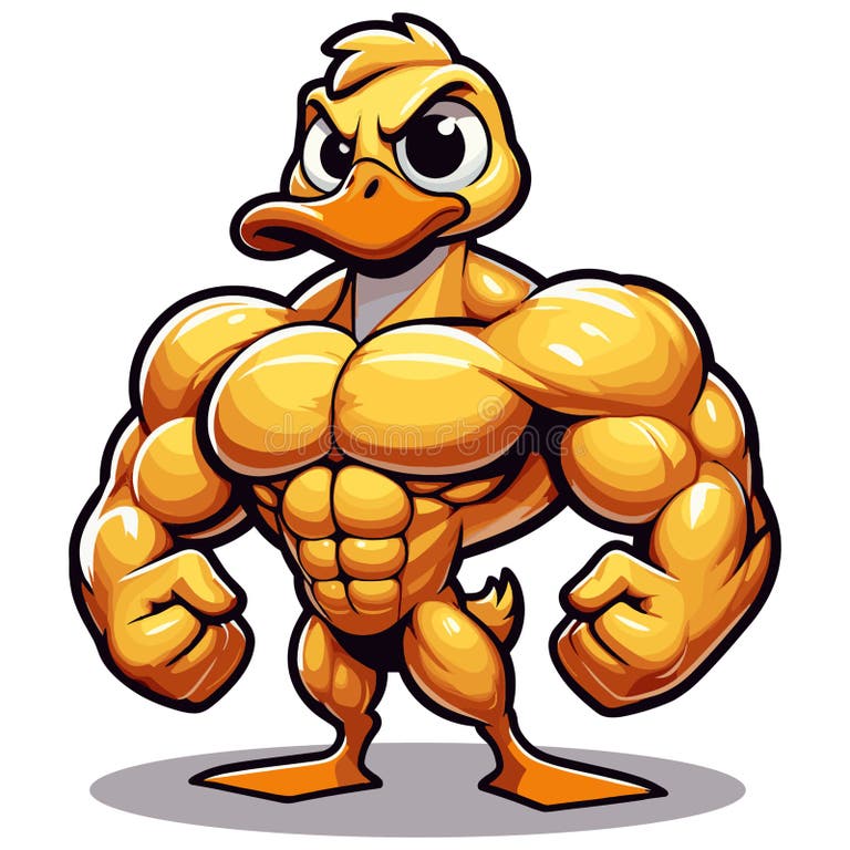 Powerful Muscular Duck with Bodybuilder Pose Illustration for Gym ...
