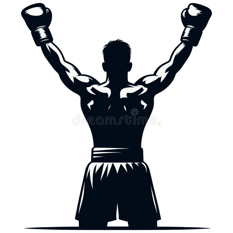 Professional Boxer Silhouette Celebrating Victory Fitness and Sports ...