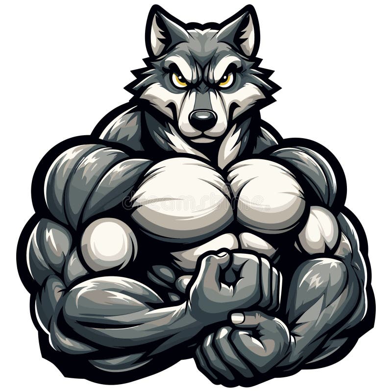 Fitness and Gym Wolf Mascot with Muscular Build for Dynamic Logo and ...