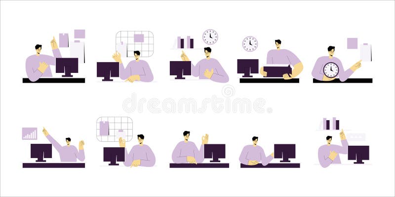 Man Remote Work Art & Illustration Stock Illustration - Illustration of ...