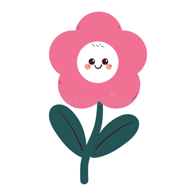 Hand Drawing Cartoon Flower Character. Cute Flower Drawing Stock Vector ...