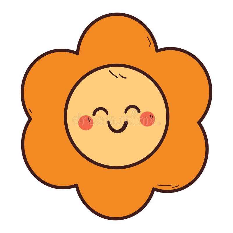 Hand Drawing Cartoon Yellow Flower. Cute Flower Character Drawing Stock ...