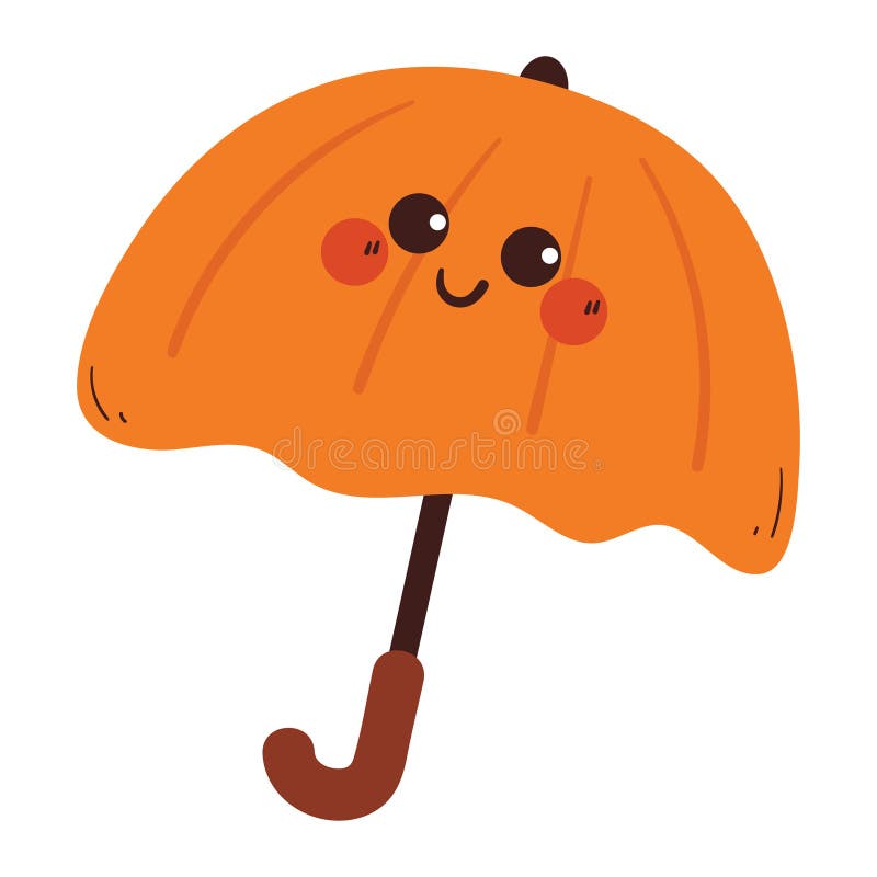 Hand Drawing Cartoon Umbrella Character. Cute Umbrella for Sticker ...