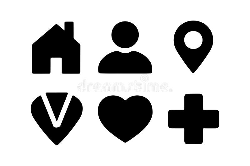 Set of Simple Black Icons for User Interface Design Stock Illustration ...