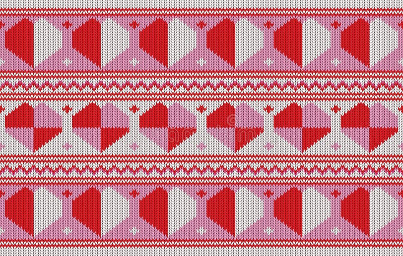 Knitted Pattern Seamless Fabric Valentine Day. Traditional Knitted ...